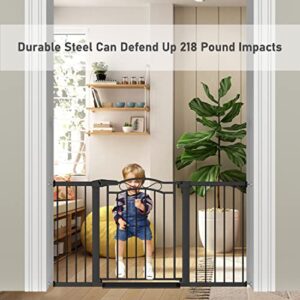 Extra Wide Baby Gate with Door-Walk Through Baby Gates for Stairs Pressure Mounted no Drill-Indoor Tension Metal Child Pet Dog Safety Gate 59.84"-62.60" inches Wide