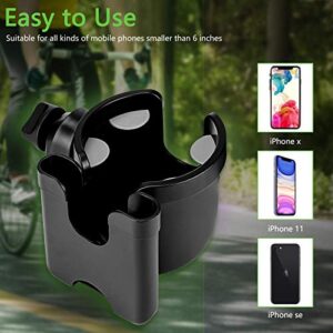 Suranew 2 Pack Wheelchair Cup Holders with Phone Holder/Organizer, Universal Bike Cup Holder, 2-in-1 Cup Holder for Walker, Bike, Stroller, Walker