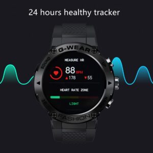 MOKCF 1.32 Inch High End Smart Watch for iPhone Android Military Fitness Sport Watches with Blood Pressure Heart Rate Monitor Sleep Tracker for Men (Black)