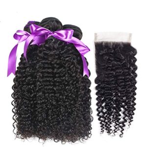 hair extensions, wigs & accessories peruvian kinky curly hair 3 bundles with 13 * 4 closure human hair bundles human hair weave hair extension for women