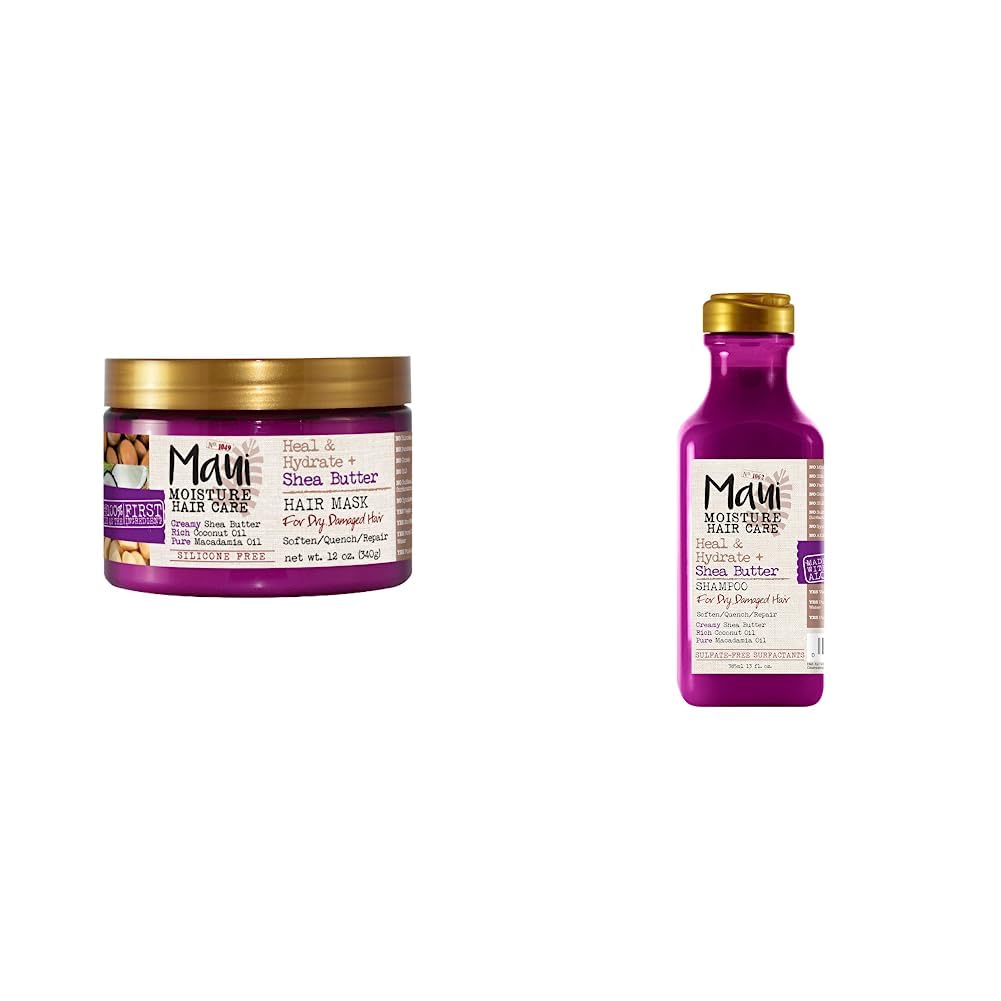 Maui Moisture Shea Butter Shampoo, Hair Mask & Leave-In Conditioner Treatment for Deep Nourishment and Healing Hydration