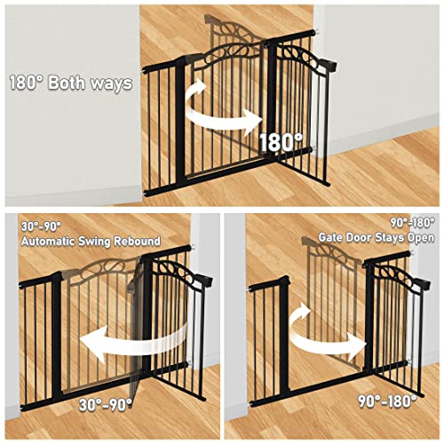 Extra Wide Baby Gate with Door-Walk Through Baby Gates for Stairs Pressure Mounted no Drill-Indoor Tension Metal Child Pet Dog Safety Gate 59.84"-62.60" inches Wide