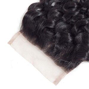 Hair Extensions, Wigs & Accessories Brazilian Deep Wave Hair 3 Bundles with 4 * 4 Closure Natural Black 100% Human Hair Remy Bundles Hair Extension for Women