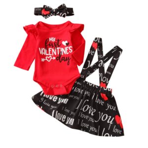 aoty toddler baby girls valentine's day outfits suspender skirt love heart print skirt (red heat, 0-3 months)