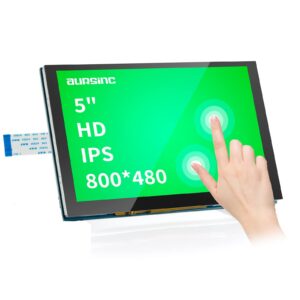 portable 5'' hdmi touchscreen - aursinc ips lcd display monitor for raspberry pi 4 4b 3b+ 3b 3a+ 2b b+ windows 7/8/10 | capacitive touch panel with dsi cables | 800x480 pxs | plug & play driver free