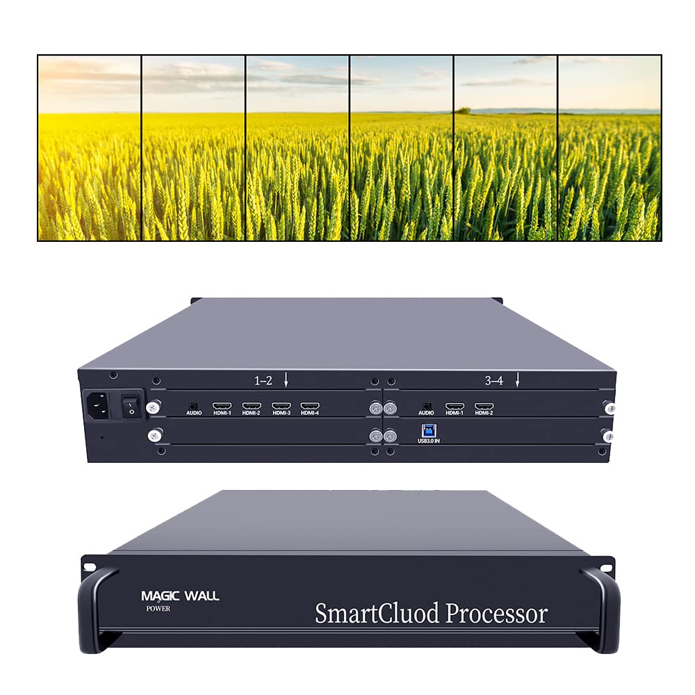 ISEEVY 6 Channel Magic Video Wall Processor for 1x6 6x1 1x5 5x1 TV Wall and Special Art Video Wall Support 0~360 Degree and Pixel to Pixel High Resolution Display (Only Work with WINDOWS10/11 OS)