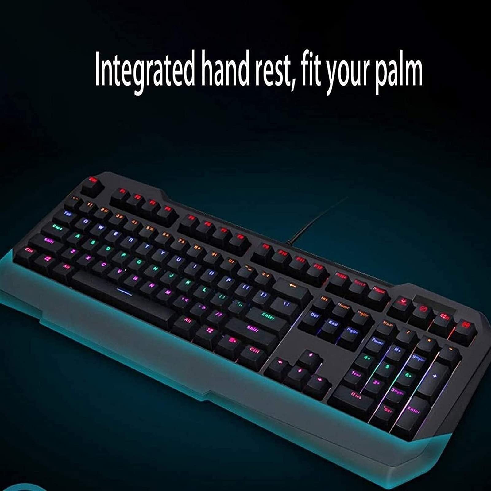 XYLXJ Mechanical Wired E-Sports Gaming Keyboard, RGB Mixed Backlit, Full-Size Without Conflict for Office Typing and Gaming