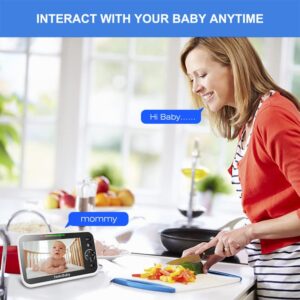 Baby Monitor- 5" 720P HD Display Video Baby Monitor with Camera and Audio, Remote Pan&Tilt&Zoom, Feeder Alert, Night Vision, Lullaby Player,Long Range