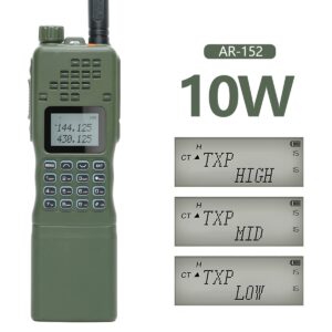 AR-152 10W Powerful Ham Radio Military Grade Long Range Two Way Radio with 12000mAh Larger Battery,Tactical Antenna,Speaker Mic and USB Charging Cable Full Kits