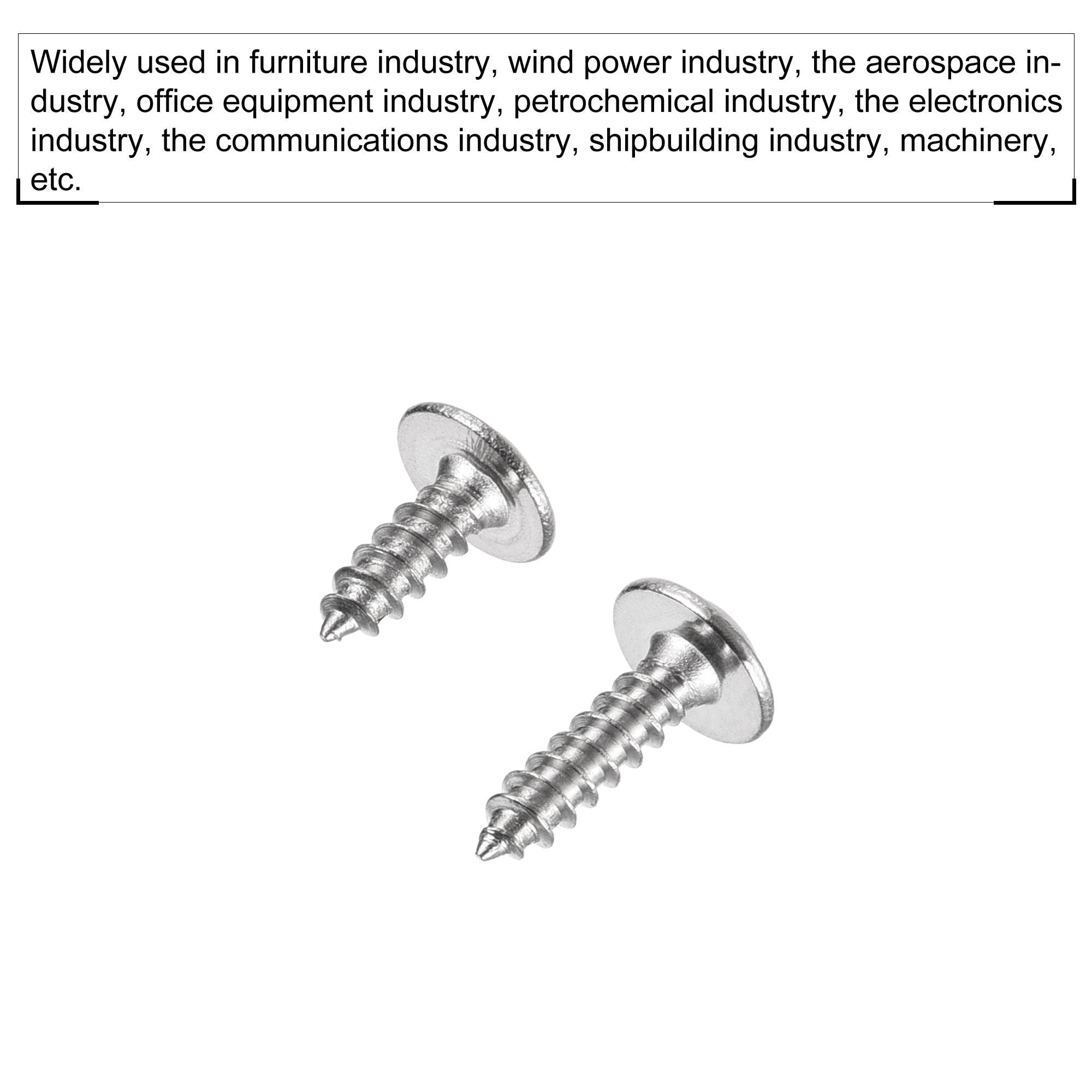 uxcell 2x8mm Self Tapping Screws Phillips Pan Head with Washer Screw 304 Stainless Steel Fasteners Bolts 50Pcs 2x6mm 50Pcs