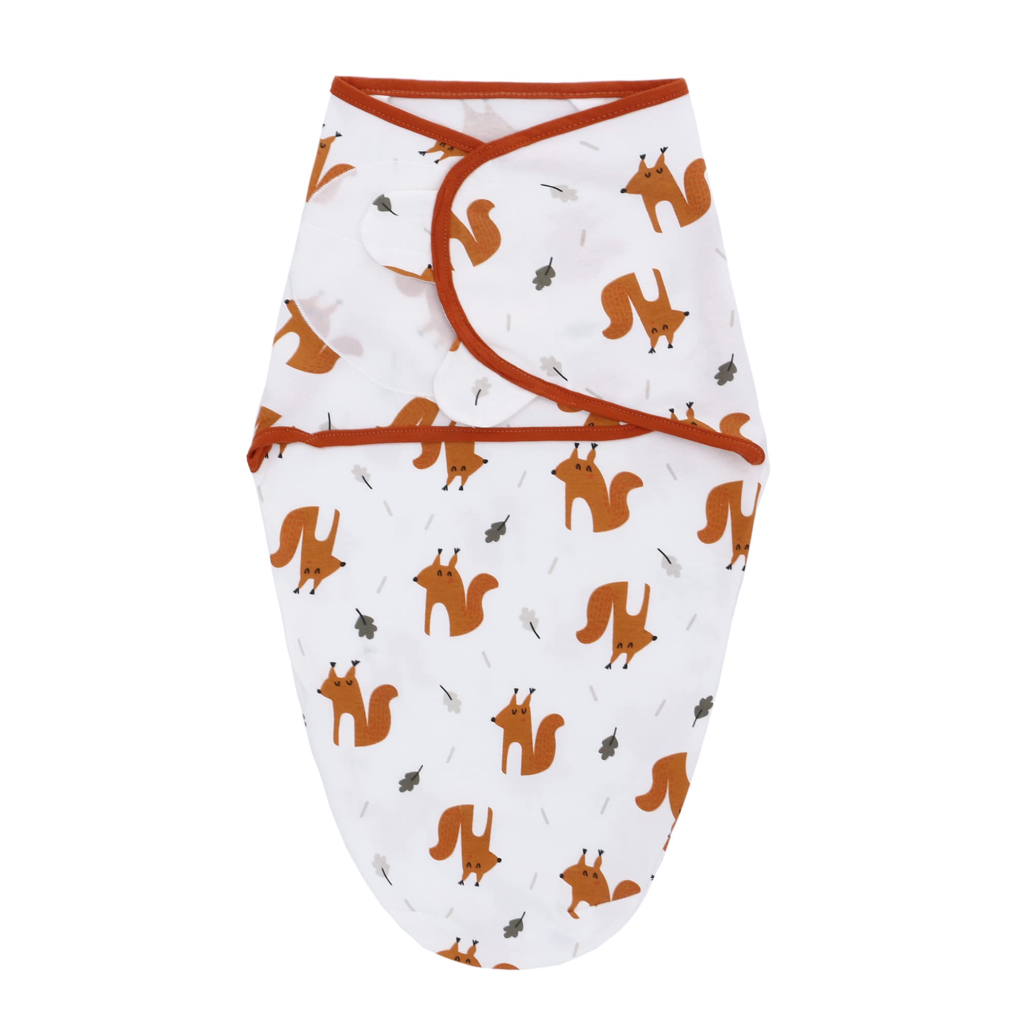 LAT 3 Pack Swaddle Blanket Baby Girl Boy, Adjustable Infant Sleep Sack Wrap, Newborn 100% Cotton Sleep Bag (Orange fox + Raindrops)