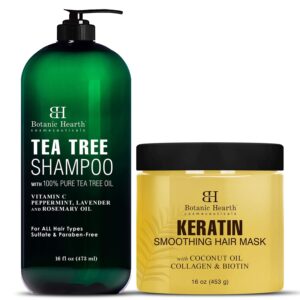 botanic hearth keratin hair mask (16 oz) and tea tree shampoo et (16 fl oz) bundle