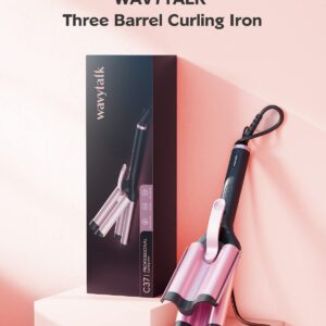 Wavytalk Professional Hair Crimper Curling Iron Wand Hair Waver 3 Barrel Beach Waves Rose Gold