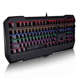 XYLXJ Mechanical Wired E-Sports Gaming Keyboard, RGB Mixed Backlit, Full-Size Without Conflict for Office Typing and Gaming