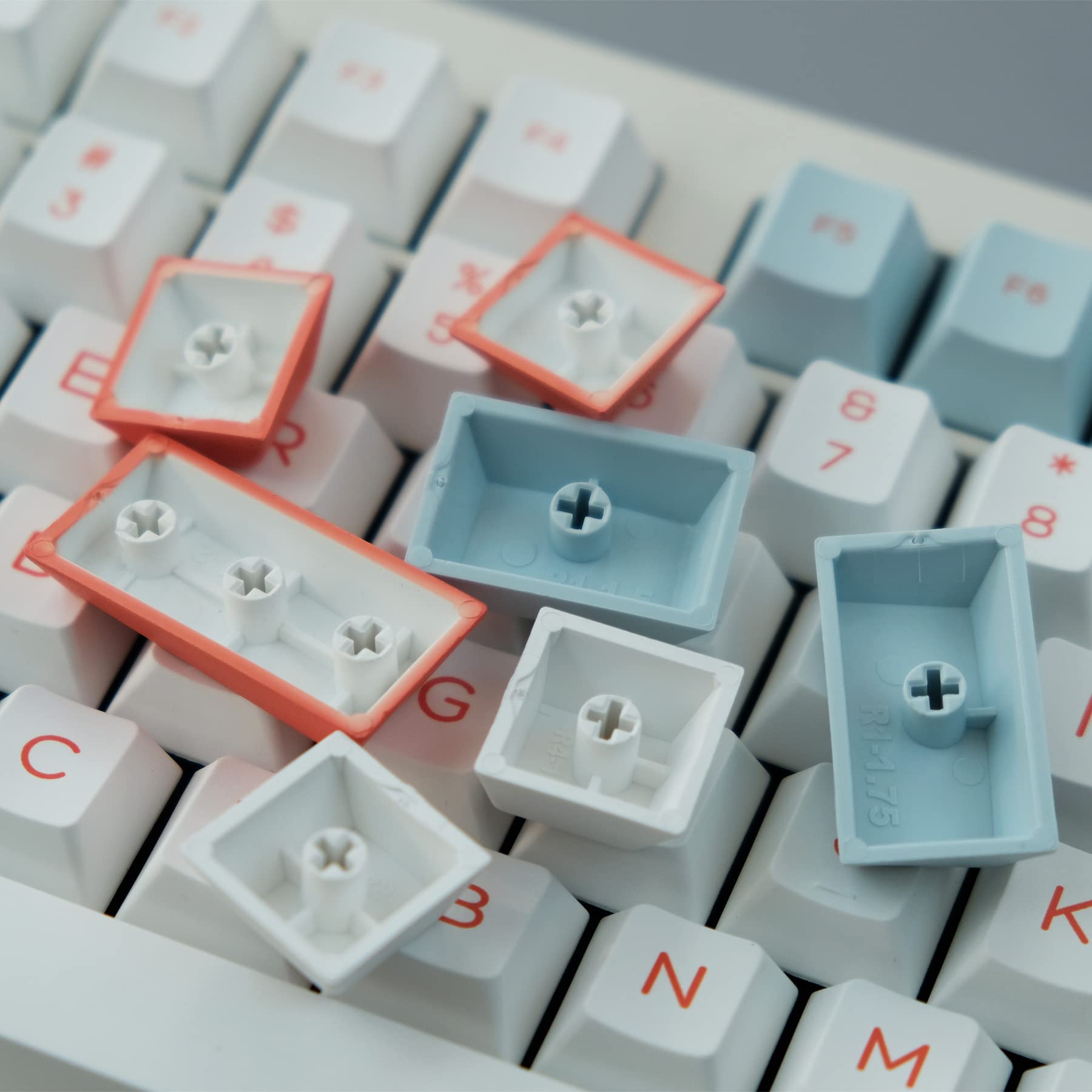 TOKEY 141 Keys Set Cherry Profile Custom Keycaps PBT Dye Sublimationfor Gateron Kailh Cherry MX Switches Mechanical Gaming Keyboards 61/87 /104/108 Keys ANSI Layout Keycaps Set (Salmon)