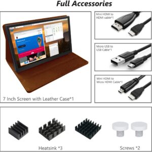 7" Raspberry Pi Touchscreen, 1024x600 HDMI IPS Portable Monitor with Leather Case for Raspberry Pi, Laptop, PC, Win11/10/8/7