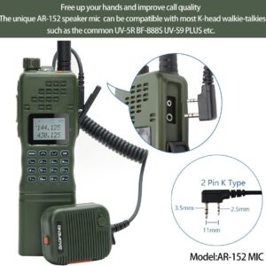 AR-152 10W Powerful Ham Radio Military Grade Long Range Two Way Radio with 12000mAh Larger Battery,Tactical Antenna,Speaker Mic and USB Charging Cable Full Kits