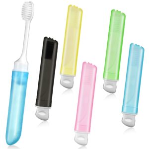 5 pieces travel toothbrush folding toothbrush soft travel toothbrush with box toothbrush travel case potable camping toothbrush for kids teen travel camping hiking school business trip hotels 5 colors