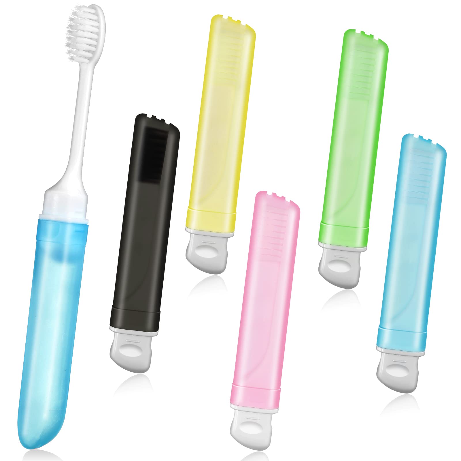 5 Pieces Travel Toothbrush Folding Toothbrush Soft Travel Toothbrush with Box Toothbrush Travel Case Potable Camping Toothbrush for Kids Teen Travel Camping Hiking School Business Trip Hotels 5 Colors