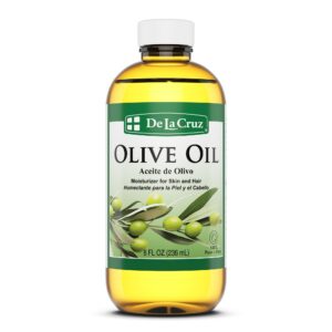 de la cruz pure olive oil - natural expeller pressed olive oil for hair and skin - lightweight body oil for dry skin 8 fl oz