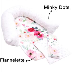 Car Seat Cover & Carseat Headrest, Flower Peekaboo Opening Minky Carseat Canopy Head Support & Seat Belt Cover, Car Accessories for Newborn Girls