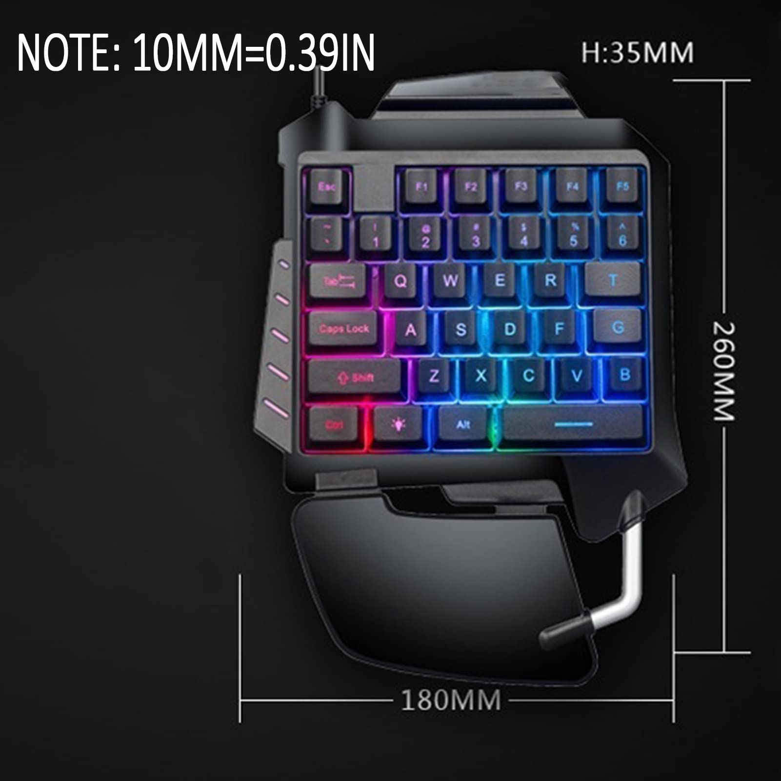 PURPLELU One-Hand Imitation Manipulator Keyboard, 35-Key Backlit Gaming Keyboard, Convenient Mini Ergonomic Game Handle, for Gamers