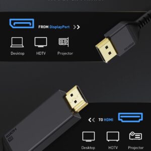 Maxonar 8K DisplayPort 1.4 to HDMI 2.1 Cable, 6.6FT Unidirectional DP1.4 to HDMI 2.1 Video Cord Support 4K@120Hz Dynamic HDR,HDCP 2.3,DSC 1.2a for RTX 3090, RX6900, PC, AMD NVIDIA Graphics