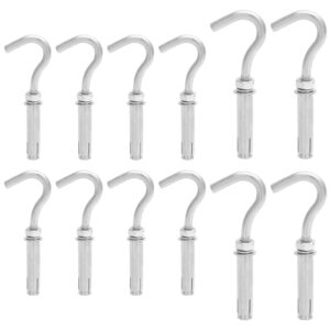 biaungdo 12 pack m6 m8 open cup expansion hook, stainless steel concrete wall hook heavy duty expansion bolts for wall concrete brick and anchor