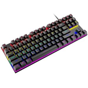 purplelu usb wired gaming keyboard, 87-key mechanical keyboard, convenient luminous blue axis keyboard, for playing games