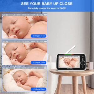 Baby Monitor- 5" 720P HD Display Video Baby Monitor with Camera and Audio, Remote Pan&Tilt&Zoom, Feeder Alert, Night Vision, Lullaby Player,Long Range