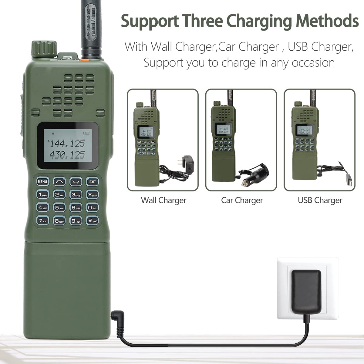 AR-152 10W Powerful Ham Radio Military Grade Long Range Two Way Radio with 12000mAh Larger Battery,Tactical Antenna,Speaker Mic and USB Charging Cable Full Kits