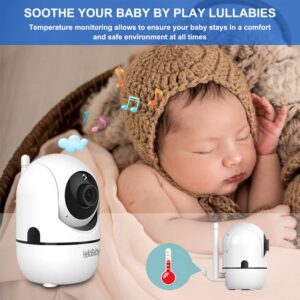 Baby Monitor- 5" 720P HD Display Video Baby Monitor with Camera and Audio, Remote Pan&Tilt&Zoom, Feeder Alert, Night Vision, Lullaby Player,Long Range