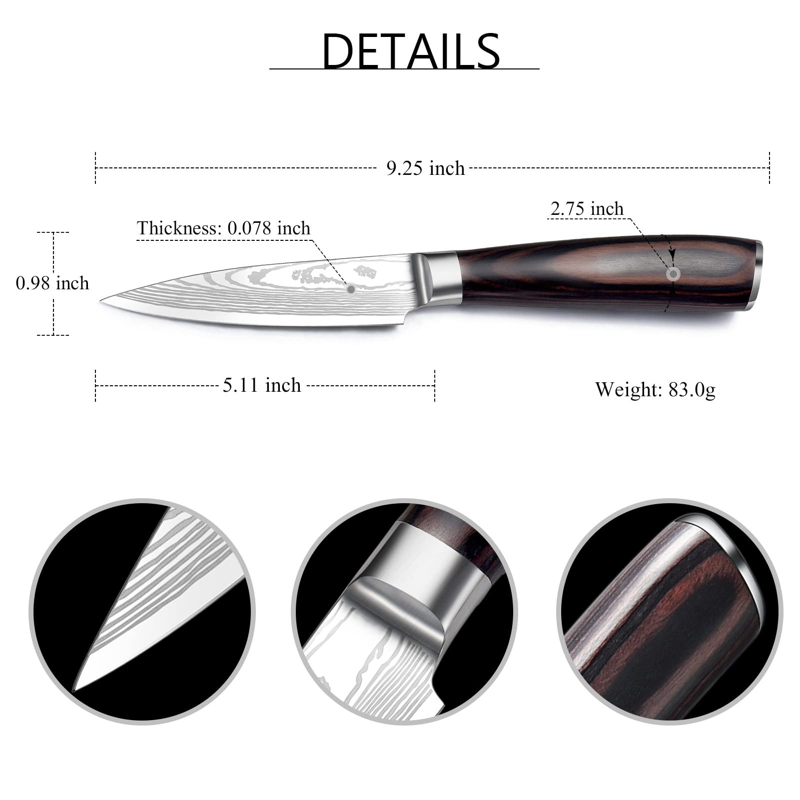 5'' Paring Knife - Ultra Sharp Meat Cleaver High Carbon German Stainless Steel Vegetable Kitchen Knife, Multipurpose Asian Chef Knife for Home and Kitchen with Ergonomic Handle (5'' Paring Knife)