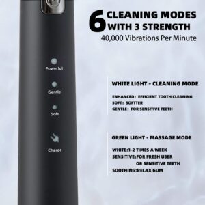 GEC Sonic Electric Toothbrush for Adults,8 Brush Heads Sonic Toothbrush with 40000 VPM,Charge Once Last for 365 Days,6 HIGH-Performance Brushing Modes,Sonic Electric Toothbrush