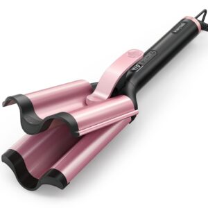 wavytalk professional hair crimper curling iron wand hair waver 3 barrel beach waves rose gold