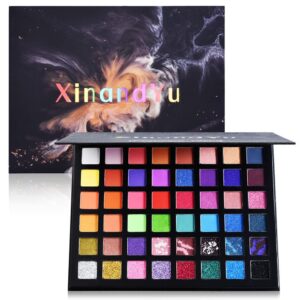 xinandyu pro colorful eyeshadow makeup palette,48 colors lasting blendable eye shadows cosmetics pallet gift kit,highly pigmented natural matte shimmer metallic glitter make up plattet