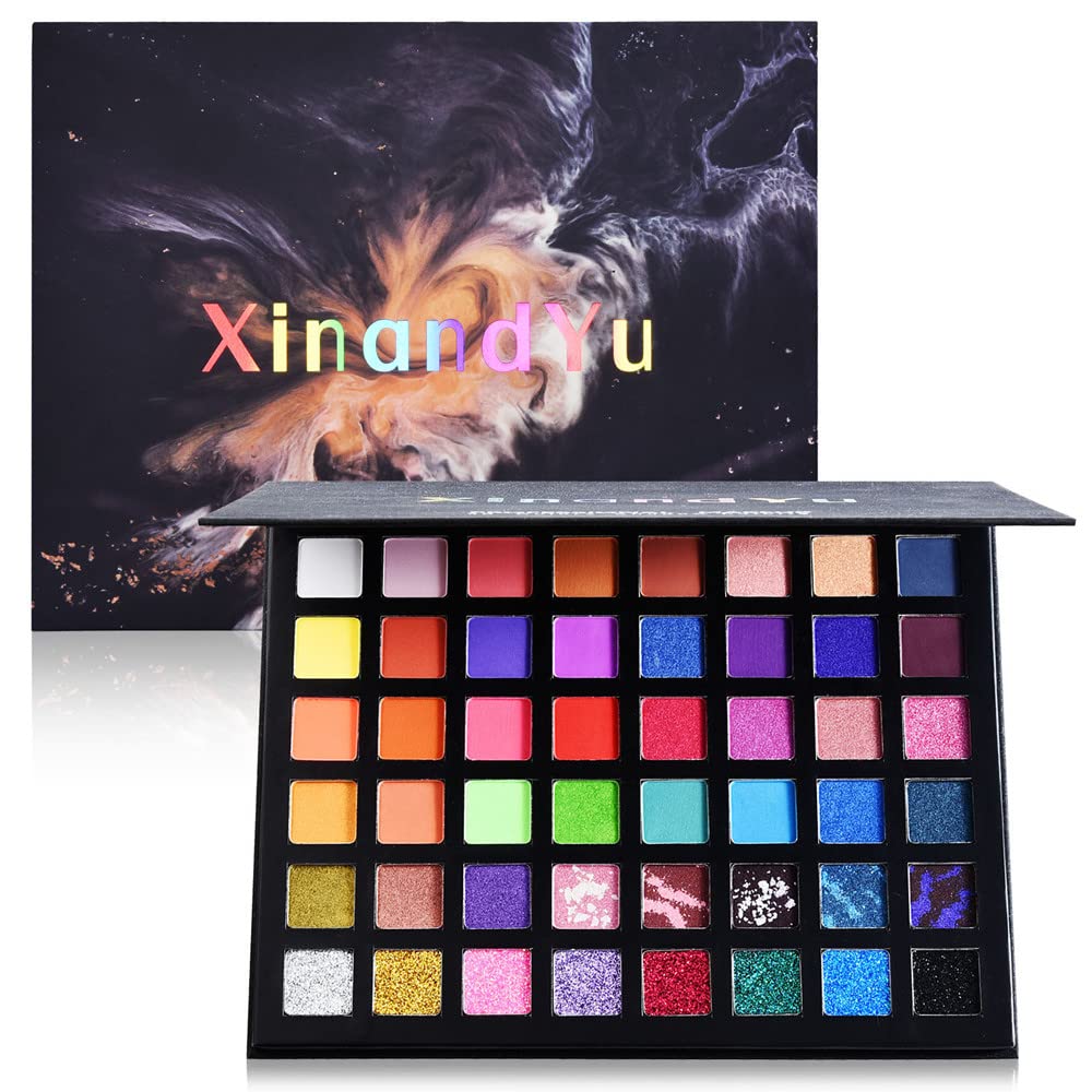 XinandYu Pro Colorful Eyeshadow Makeup Palette,48 Colors Lasting Blendable Eye Shadows Cosmetics Pallet Gift Kit,Highly Pigmented Natural Matte Shimmer Metallic Glitter Make Up Plattet