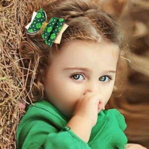 10PCS St. Patrick's Day 6 Shamrock Hairclip Plus 4 Hair Bow Clip Package Glitter Shamrock Bow Hair Barrette Seasonal Hair Bow Hairgrips Bow Hairpin for Girls Toddlers Teens Children Kids St. Patrick's Day Party Hair Accessories 10PCS