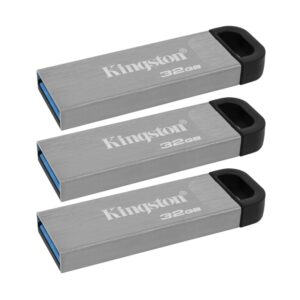 kingston datatraveler kyson 32gb high performance usb 3.2 metal flash drive durable and lightweight (3-pack)