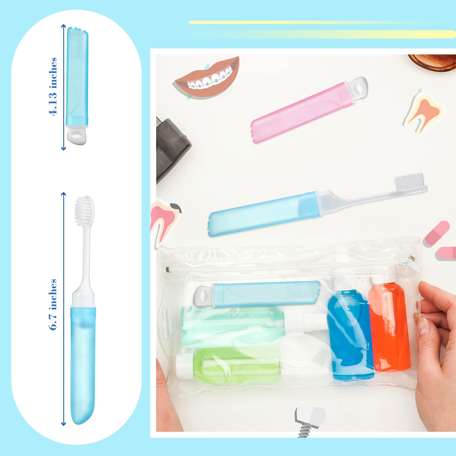 5 Pieces Travel Toothbrush Folding Toothbrush Soft Travel Toothbrush with Box Toothbrush Travel Case Potable Camping Toothbrush for Kids Teen Travel Camping Hiking School Business Trip Hotels 5 Colors