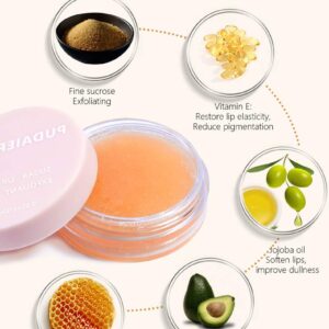 Lip Scrub, (Caramel) Lip Scrubs Exfoliator & Moisturizer Lip Brightening Lip Exfoliator for Dark Lips, Gentle Exfoliation Lip Care Products, Repair Dry & Cracked Lips by Samnyte