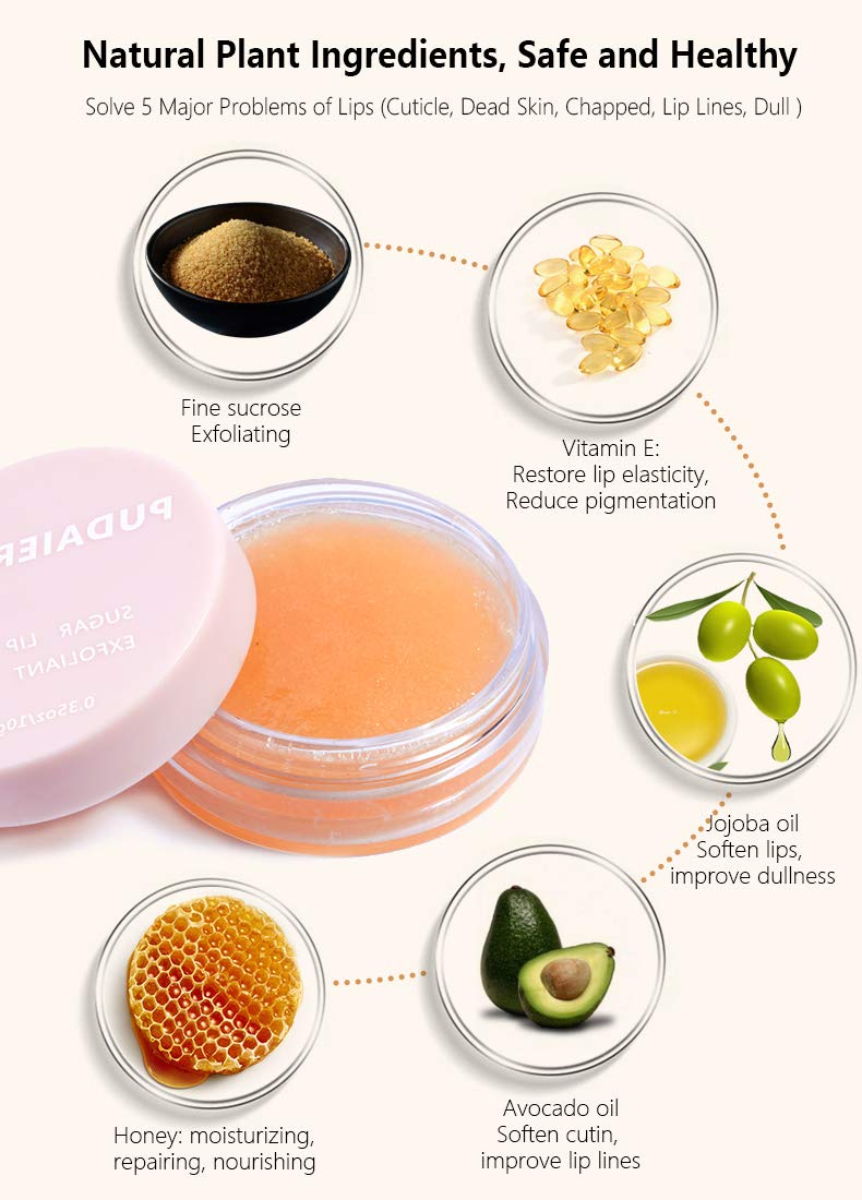 Lip Scrub, (Caramel) Lip Scrubs Exfoliator & Moisturizer Lip Brightening Lip Exfoliator for Dark Lips, Gentle Exfoliation Lip Care Products, Repair Dry & Cracked Lips by Samnyte