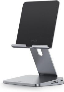 anker , 551 usb-c hub (8-in-1), with foldable tablet stand, dock, 4k hdmi, 2 usb-a data ports, for ipad pro 5th gen / ipad air 5th gen/ipad mini 6th and later (silver)