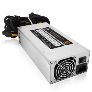 mlliquea 2500w long-line mining power supply, 2u mining power supply for 8 gpu btc/eth rig miner machine, 110v-264v psu with 12000 rpm violent fan