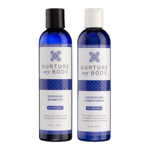 fragrance-free shampoo & conditioner | 8 oz. | nurture my body's sulfate free and fragrance-free everyday shampoo and conditioner with all-natural, soothing ingredients, yet no harsh chemicals.