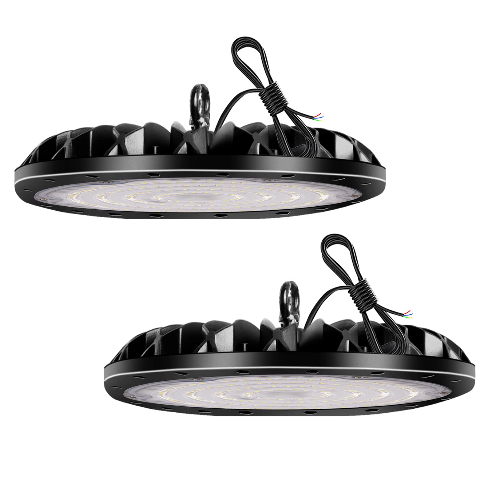 Royana 100W LED UFO High Bay Light 2 Pack, 10000LM Garage Lights High-Light Ceiling LED with 1.2M Cable 110V Plug LED Light Commercial Grade Lighting 6000K Shop Lights for Factory Warehouse Workshop