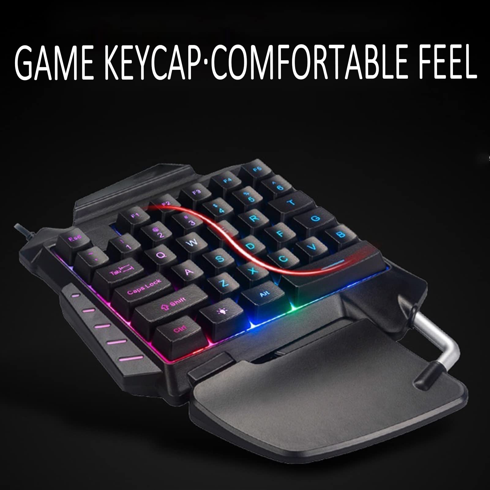 PURPLELU One-Hand Imitation Manipulator Keyboard, 35-Key Backlit Gaming Keyboard, Convenient Mini Ergonomic Game Handle, for Gamers