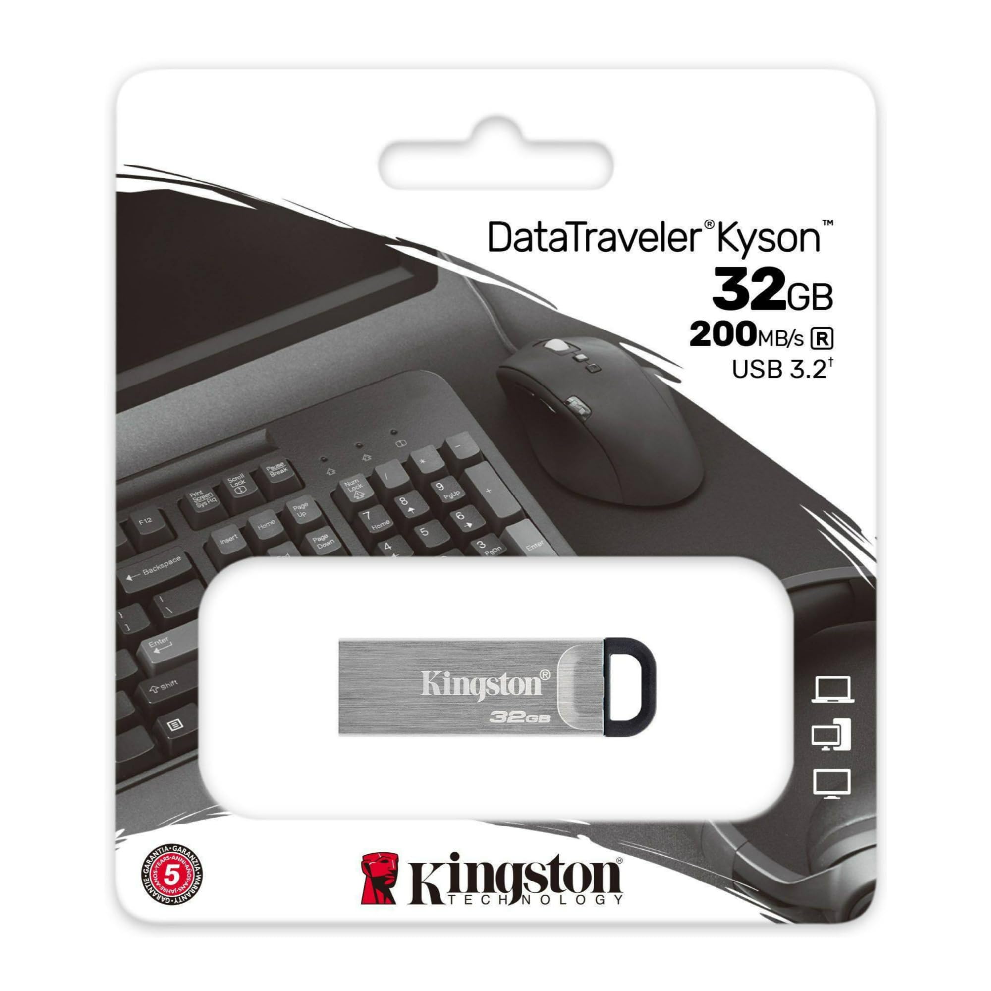 Kingston DataTraveler Kyson 32GB High Performance USB 3.2 Metal Flash Drive Durable and Lightweight (3-Pack)