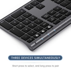 Bluetooth Keyboard for Mac, Multi-Device Rechargeable Keyboard, Ultra-Slim Wireless Keyboard with Full-Size Number Pad, Compatible with Apple MacBook Pro/Air, iMac, iPhone, iPad