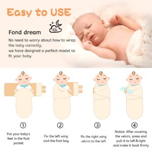 LAT 3 Pack Swaddle Blanket Baby Girl Boy, Adjustable Infant Sleep Sack Wrap, Newborn 100% Cotton Sleep Bag (Orange fox + Raindrops)